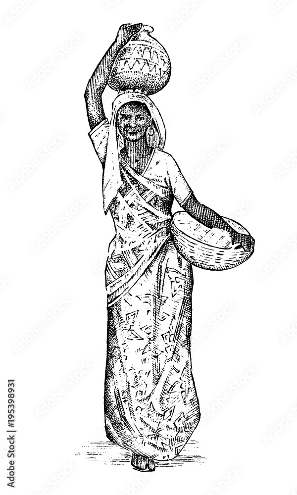 Traditional Indian People Drawing