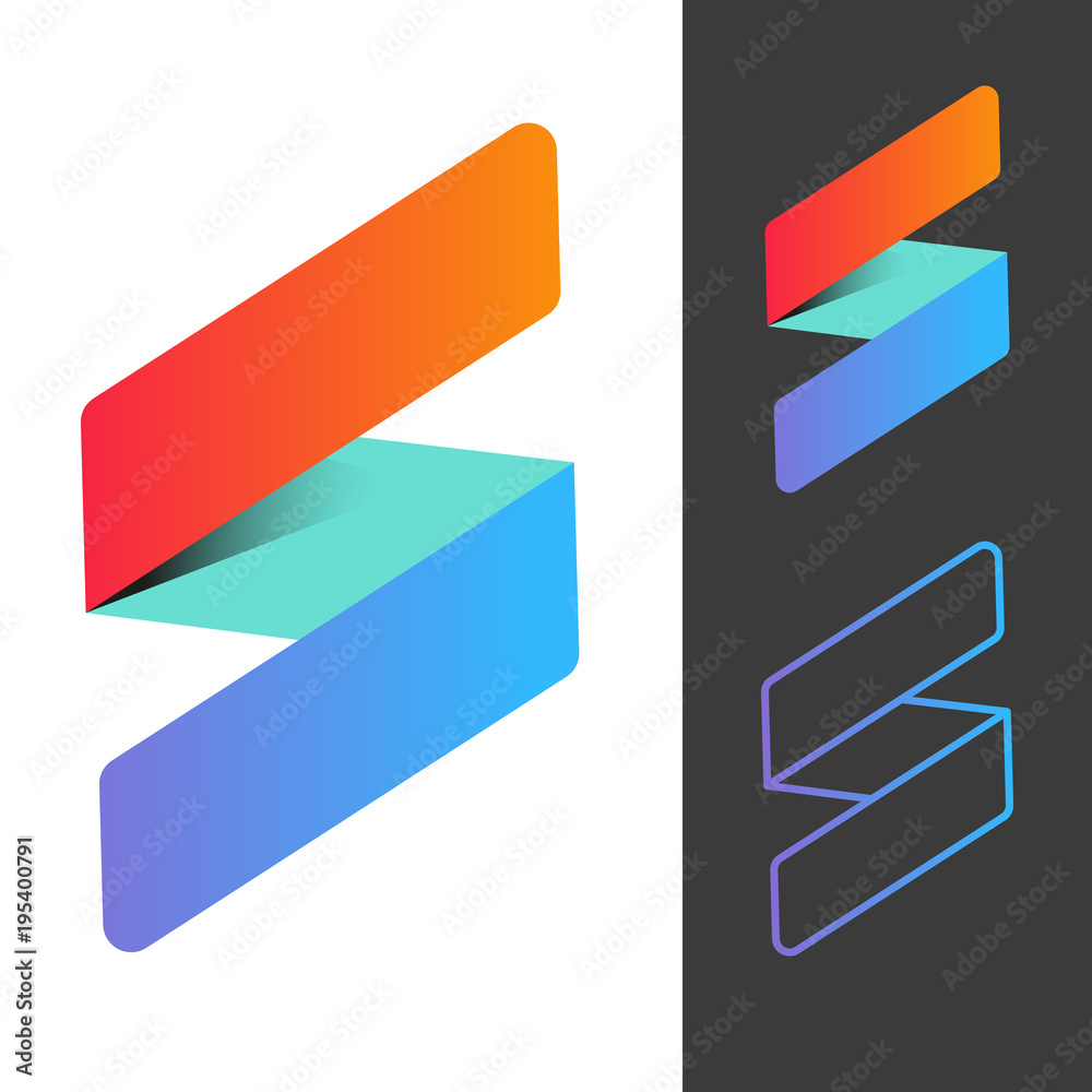 Letter S trendy Origami Paper Ribbon Logo Stock Vector | Adobe Stock