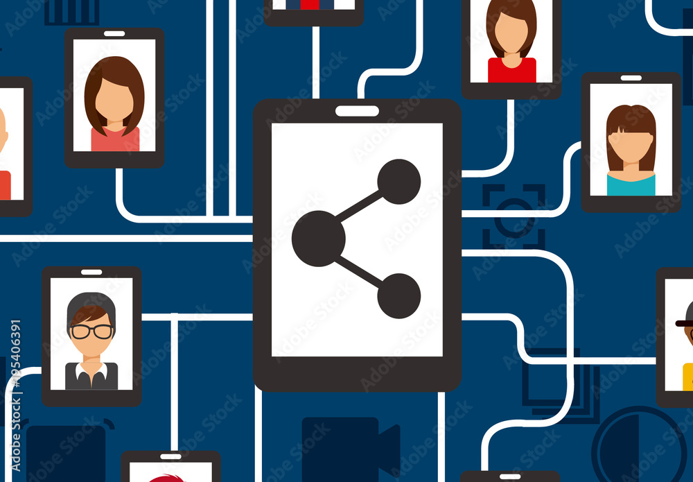 Smartphone Icon Set with Illustrations of People 1 Stock Template ...