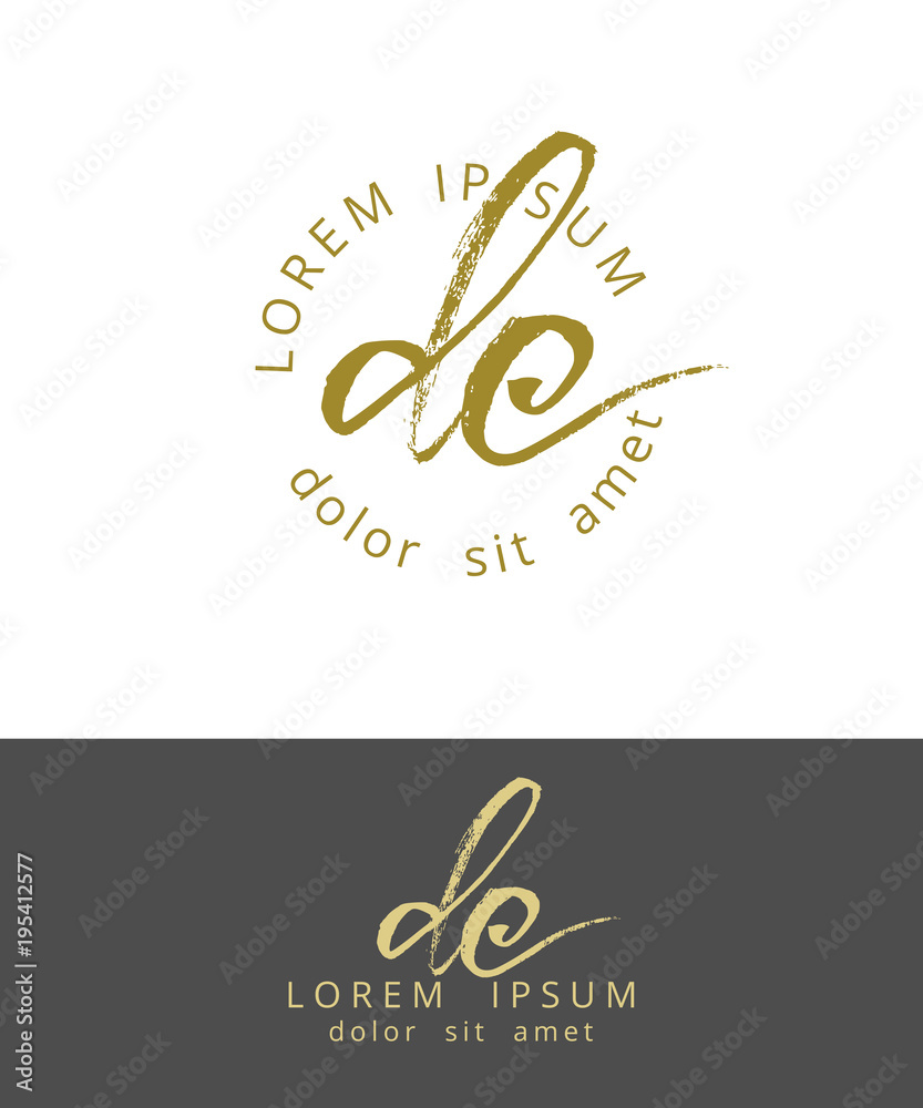 D C. Initials Monogram Logo Design. Dry Brush Calligraphy Stock Vector ...