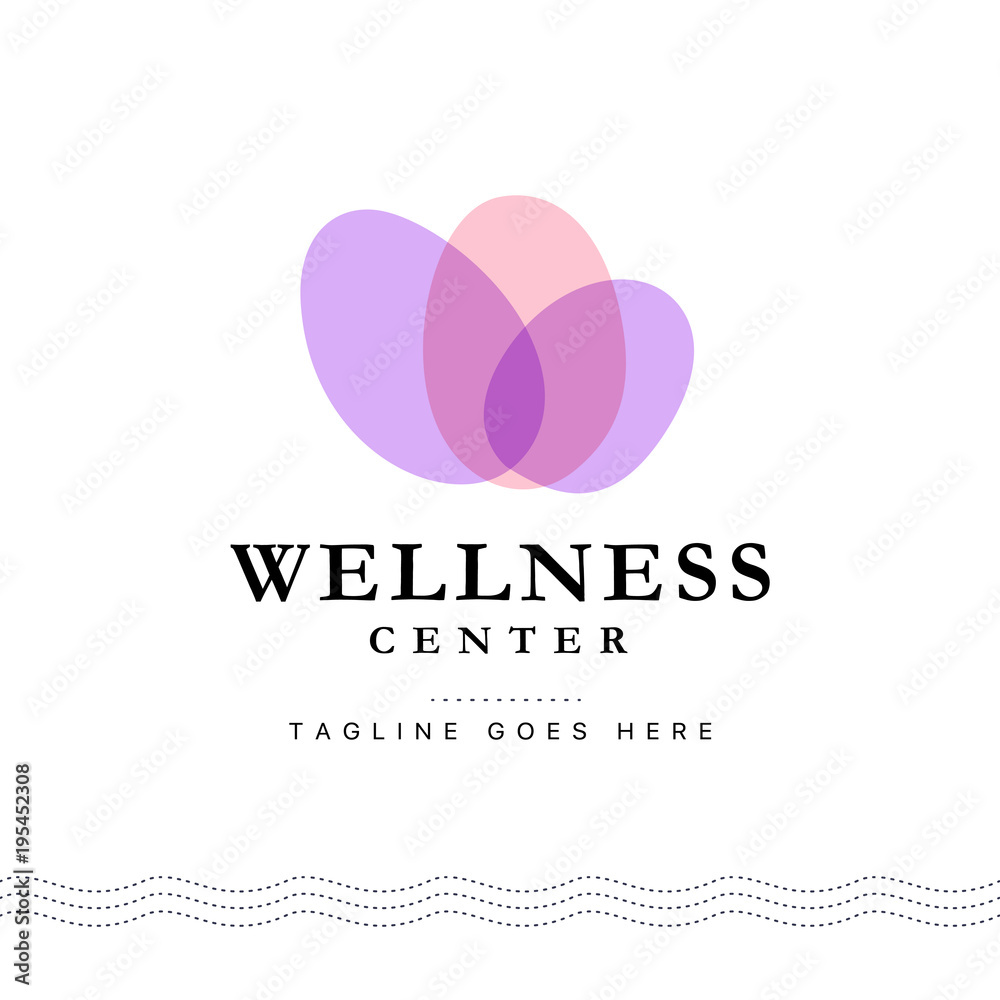 Vector wellness center logo with abstract stylized transparent flower ...