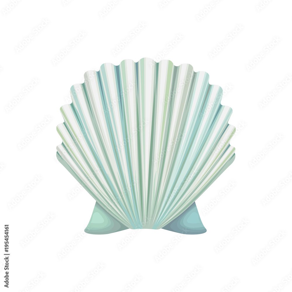 Detailed vector icon of scallop shell. Ocean mollusk. Object of ...