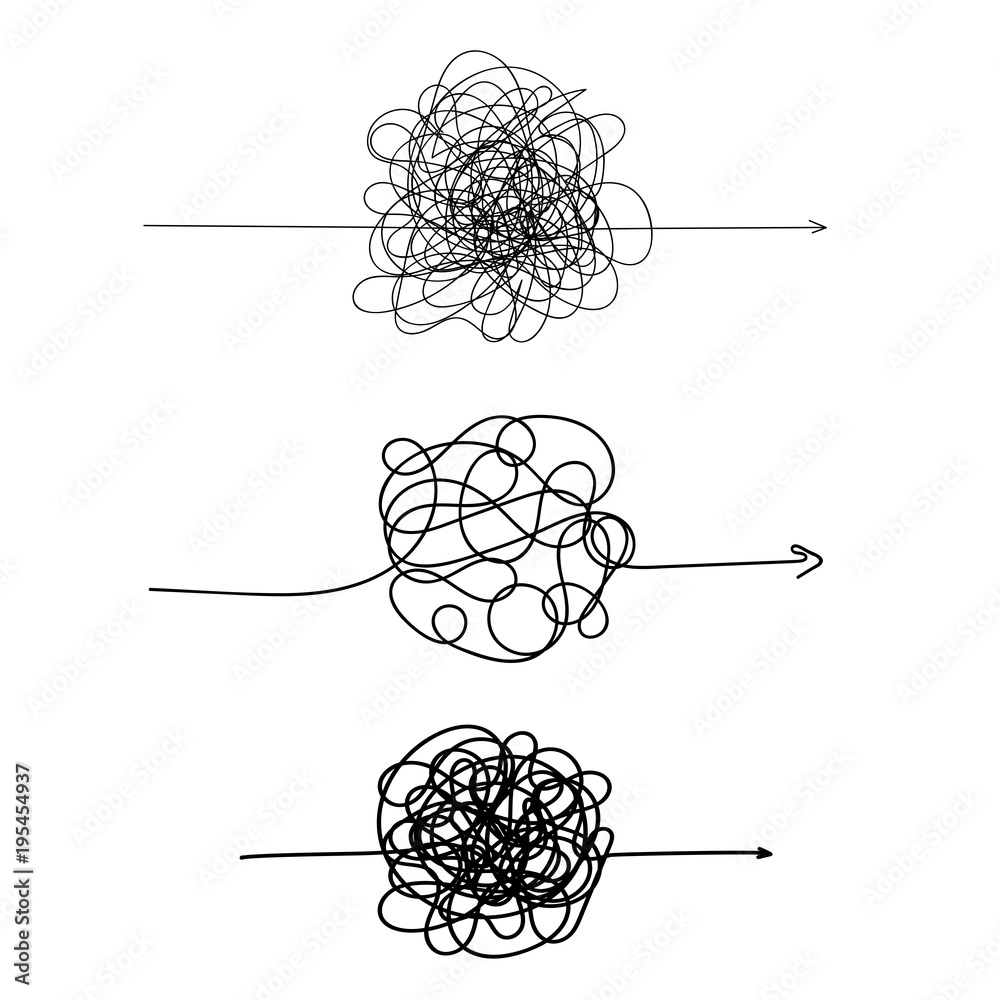 Vettoriale Stock Set of symbol of complicated way with scribbled round ...