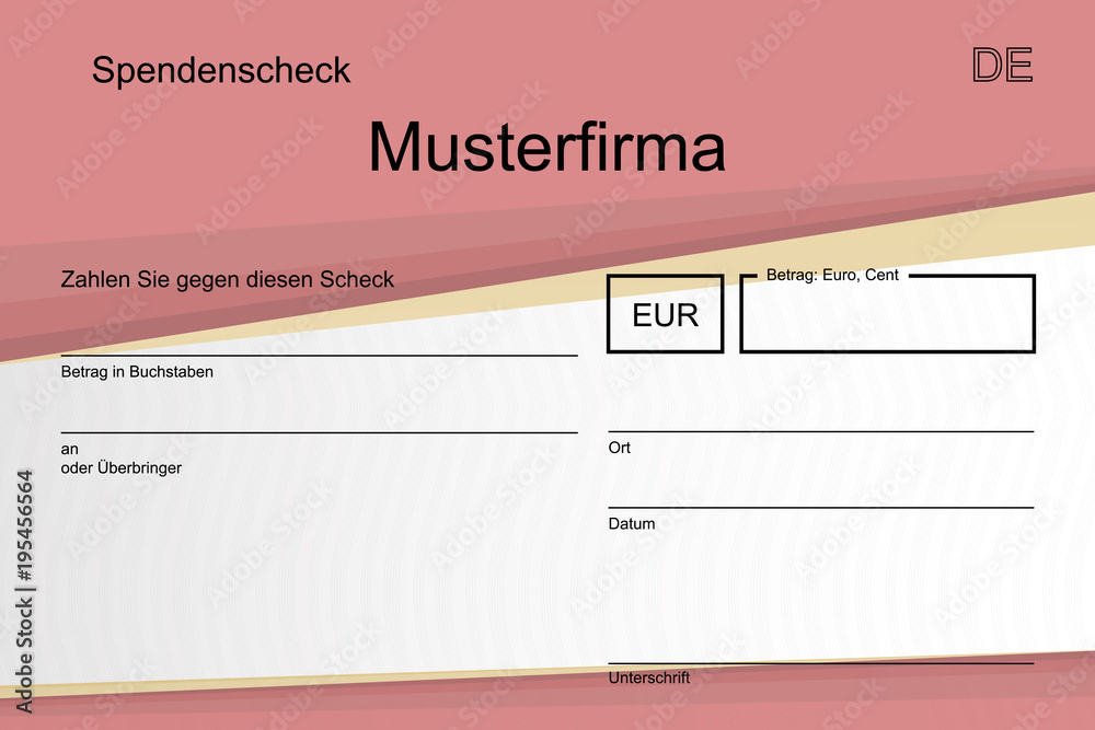 Spendenscheck mit Firmenname - Rahmen rot Stock-Vektorgrafik | Adobe Stock