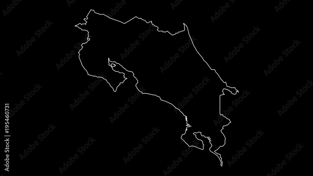 Costa Rica map outline animation Stock Video | Adobe Stock