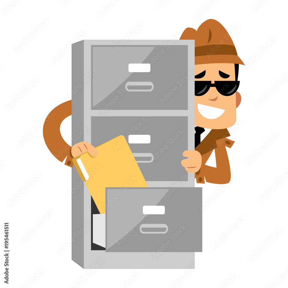 Vector drawing of a detective, he is taking a file folder Stock Vector ...