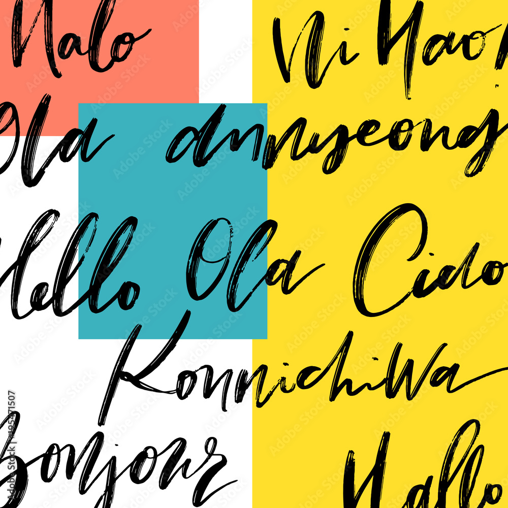 A set of Words Hello in Different Language, Greetings, Vector Hand ...