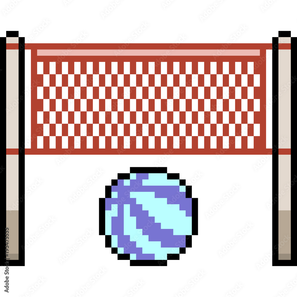 vector pixel art volleyball beach Stock Vector | Adobe Stock