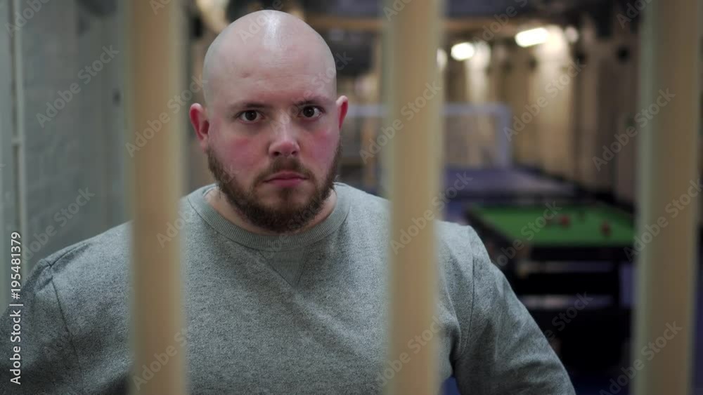Portrait Of Angry Prisoner White Caucasian, Behind Prison Bars, 4K ...