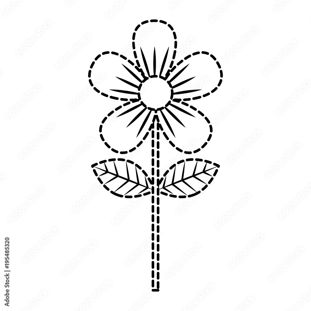 flower leave decoration natural icon vector illustration dotted line ...