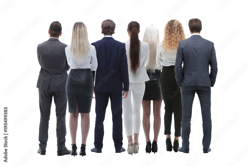 Back view group of business people. Rear view. Isolated over white ...