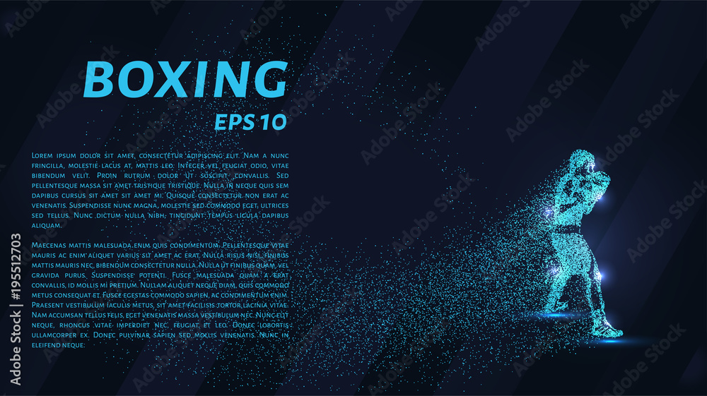 Boxer of the particles. The boxer is made of little circles. The boxer ...