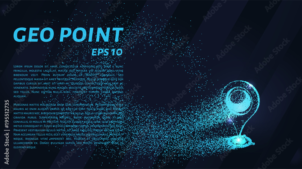 Geo point of the particles. Geo mark consists of circles and points ...