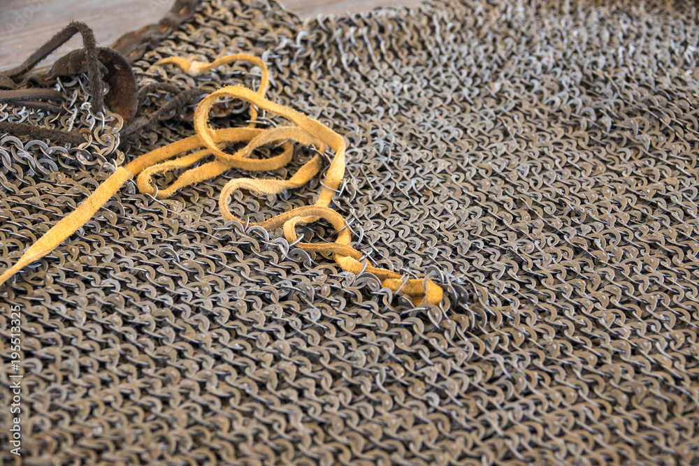 Foto de flexible leather seam, to join the chainmail of the medieval ...