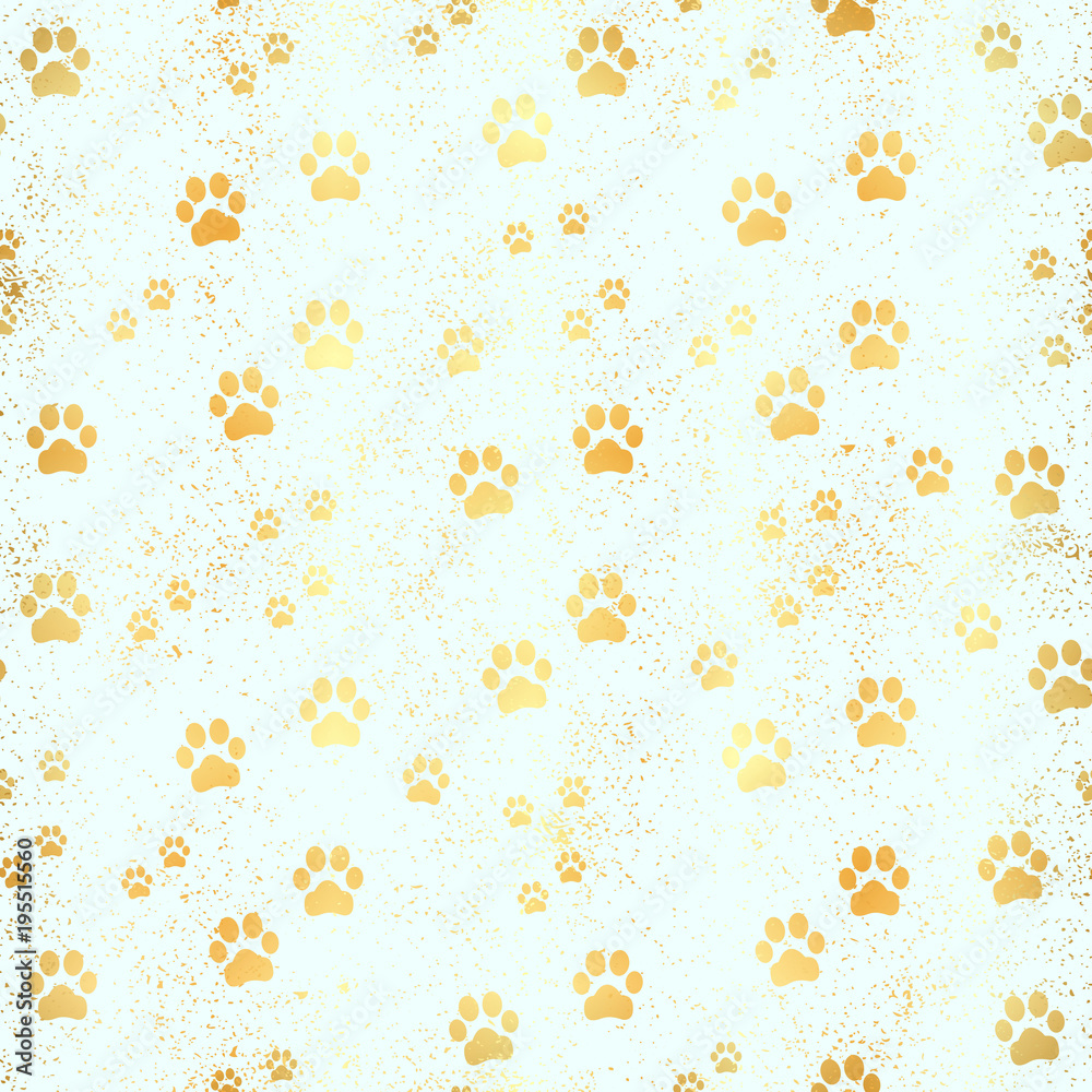 Gold Paw print seamless pattern. Seamless pattern of animal gold ...