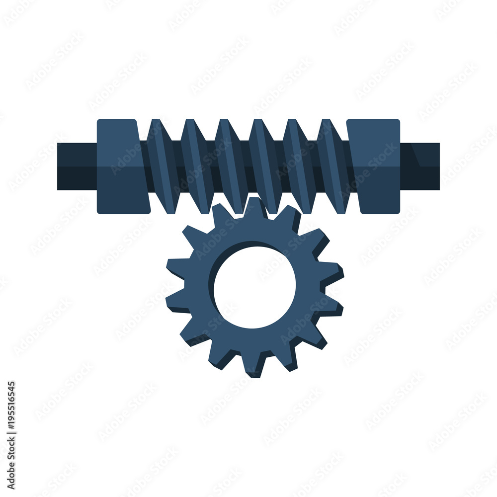Worm gear vector illustration flat design. Pair of gears isolated on ...