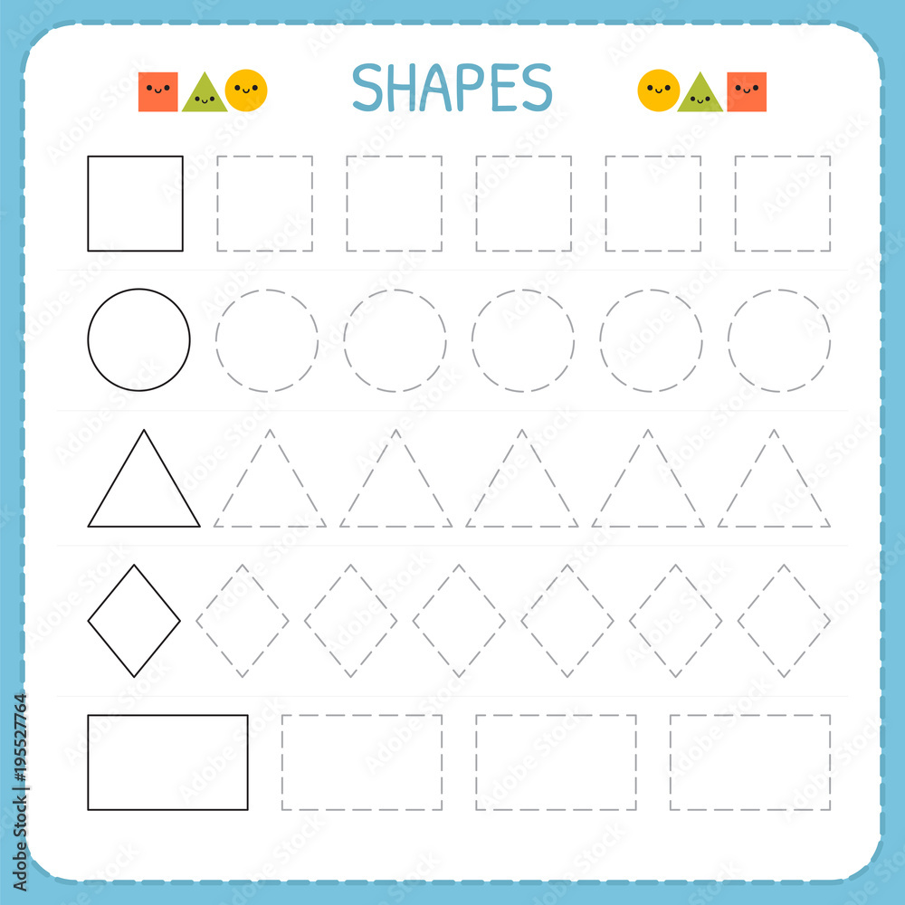 Learn shapes and geometric figures. Preschool or kindergarten worksheet ...