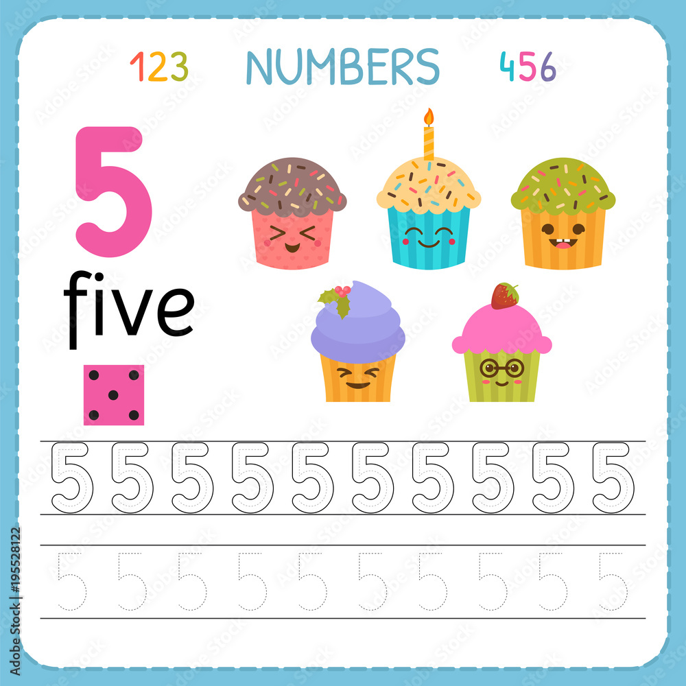 Numbers tracing worksheet for preschool and kindergarten. Writing ...