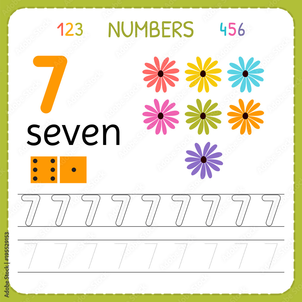Numbers tracing worksheet for preschool and kindergarten. Writing ...