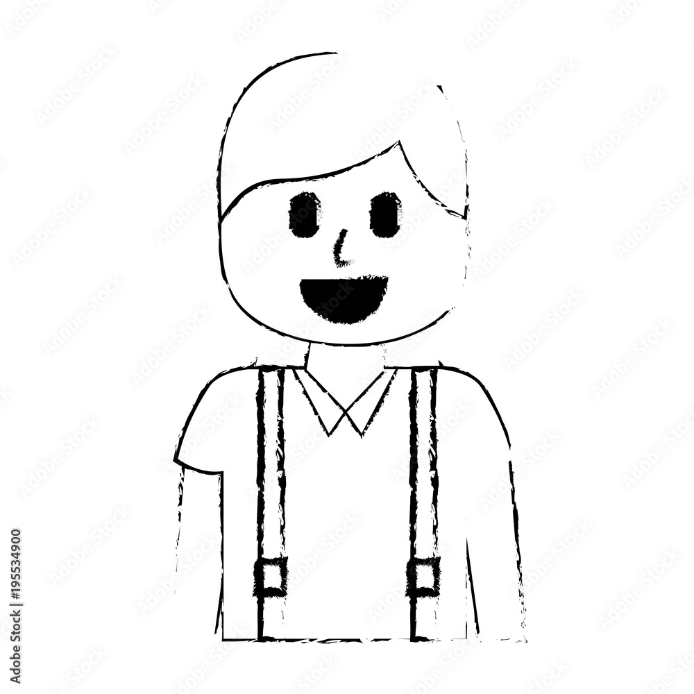 cartoon smiling man portrait character vector illustration sketch ...
