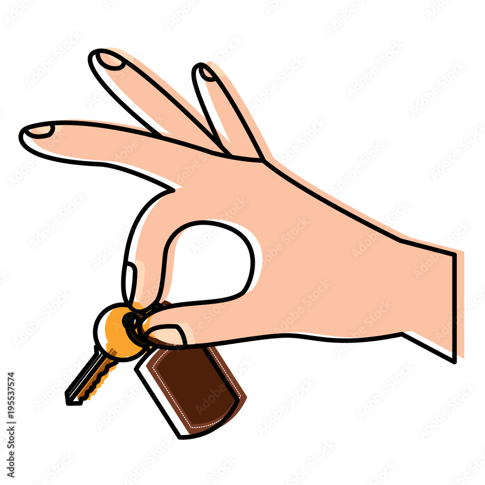 hand holding keychain and key vector illustration Stock Vector | Adobe ...