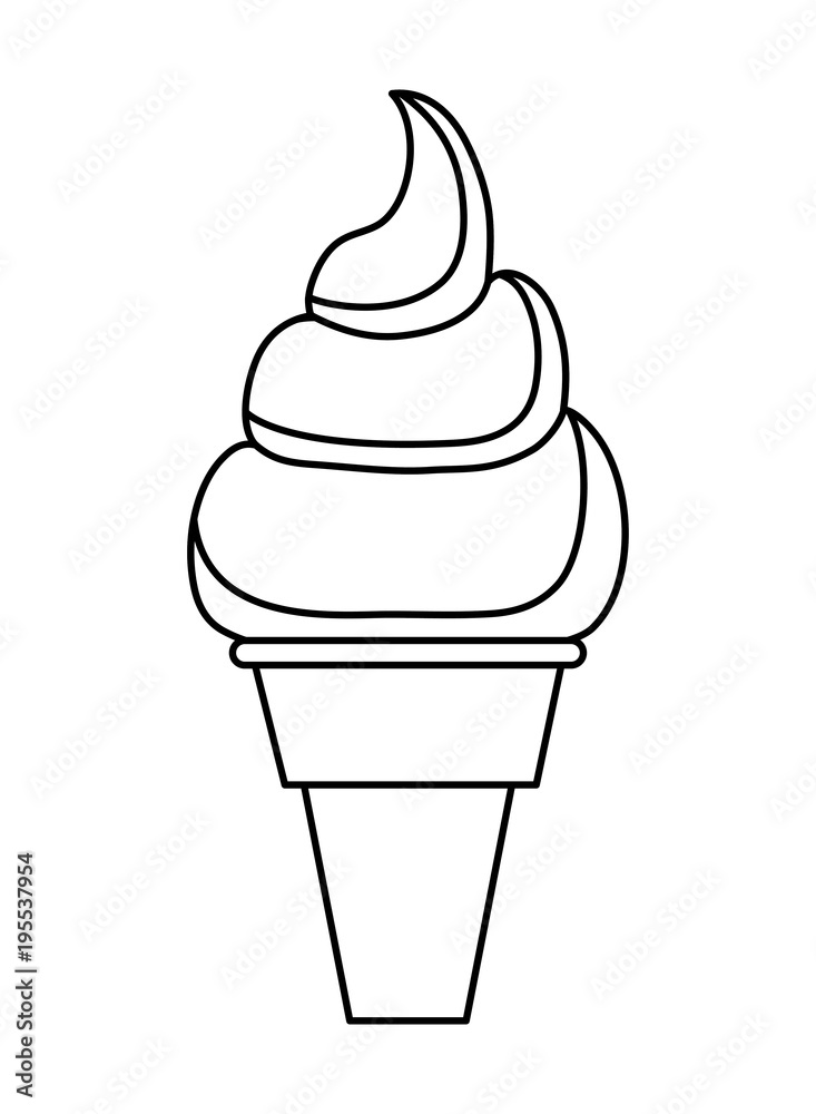 uncolored ice cream cone over white background vector illustration ...