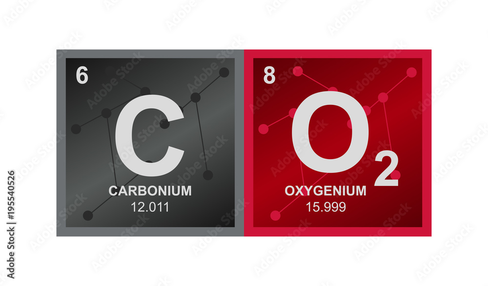 Vector symbol of carbon dioxide which consists of carbon and oxygen on ...