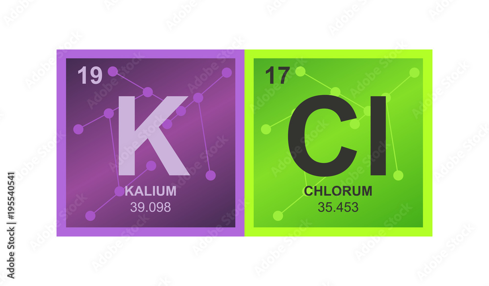 Vector symbol of potassium chloride which consists of potassium and ...