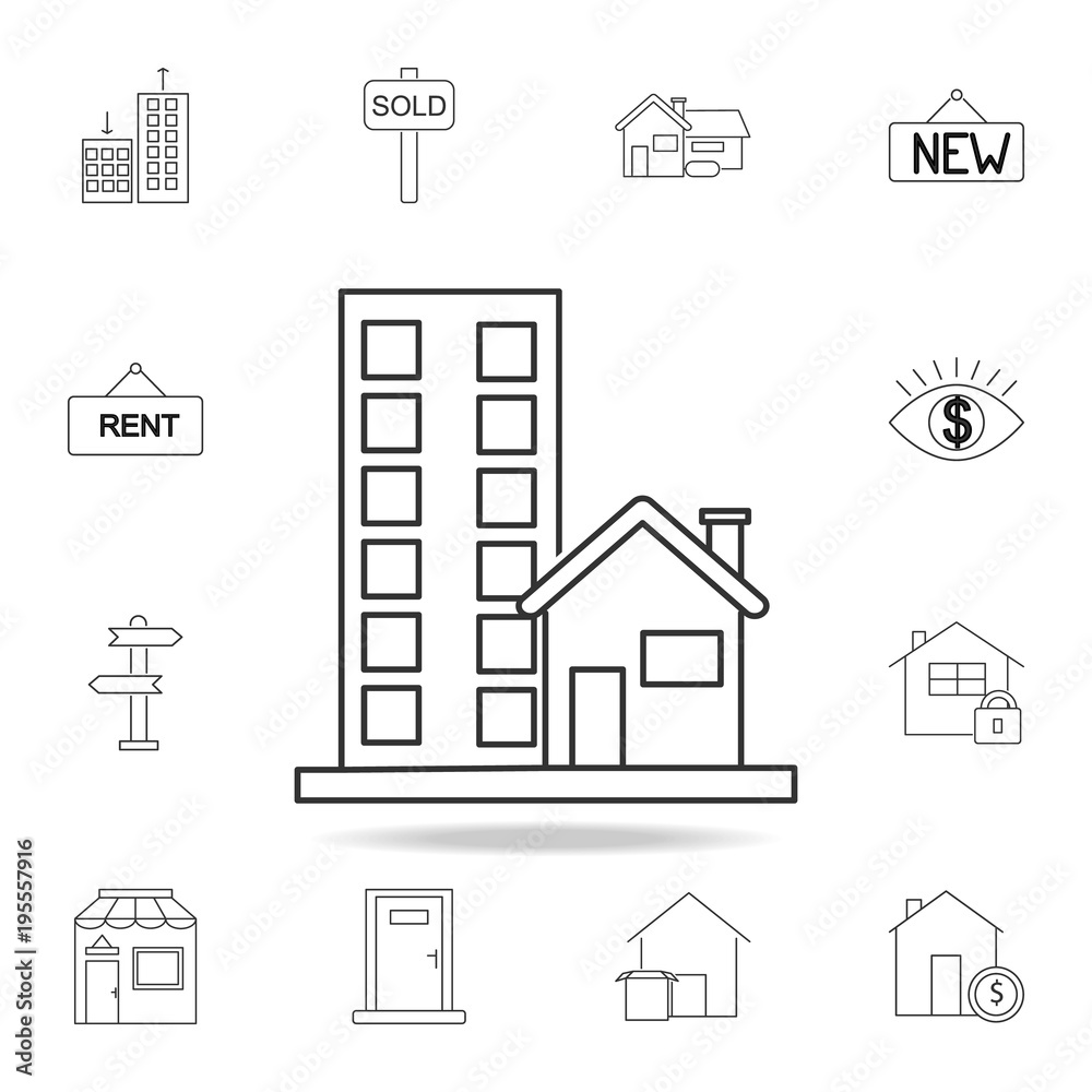 Street house icon. Set of sale real estate element icons. Premium ...