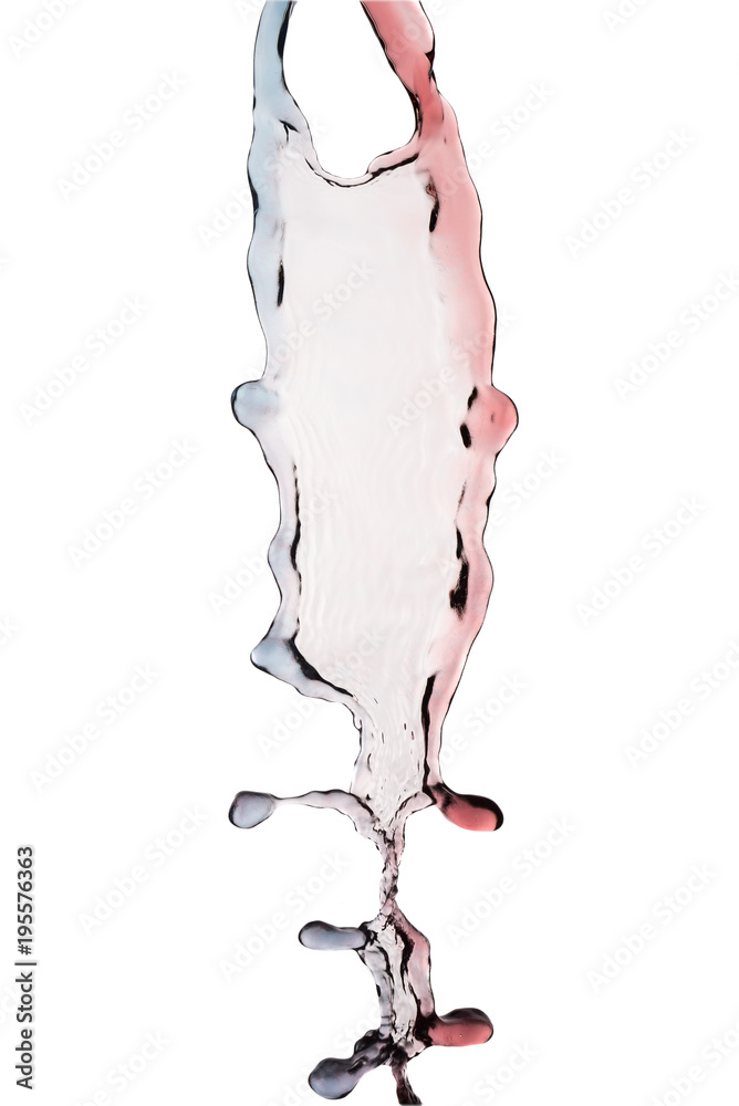 Red and blue water splash isolated on white background. Clean, color ...