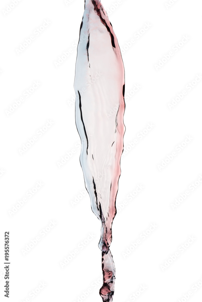 Red and blue water splash isolated on white background. Clean, color ...