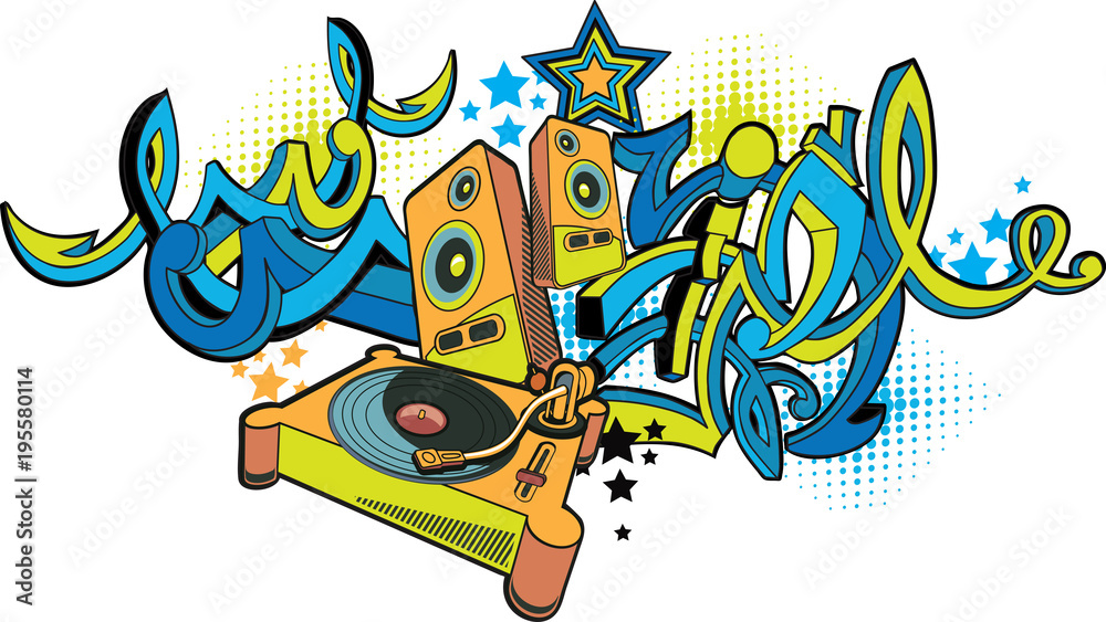Graffiti Turntables And Speakers
