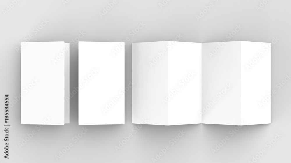 8 page leaflet, 4 panel accordion fold vertical brochure mock up ...