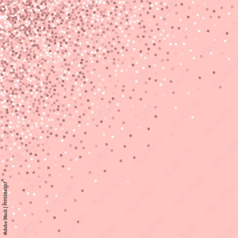 Pink gold glitter. Scattered top left corner with pink gold glitter on ...