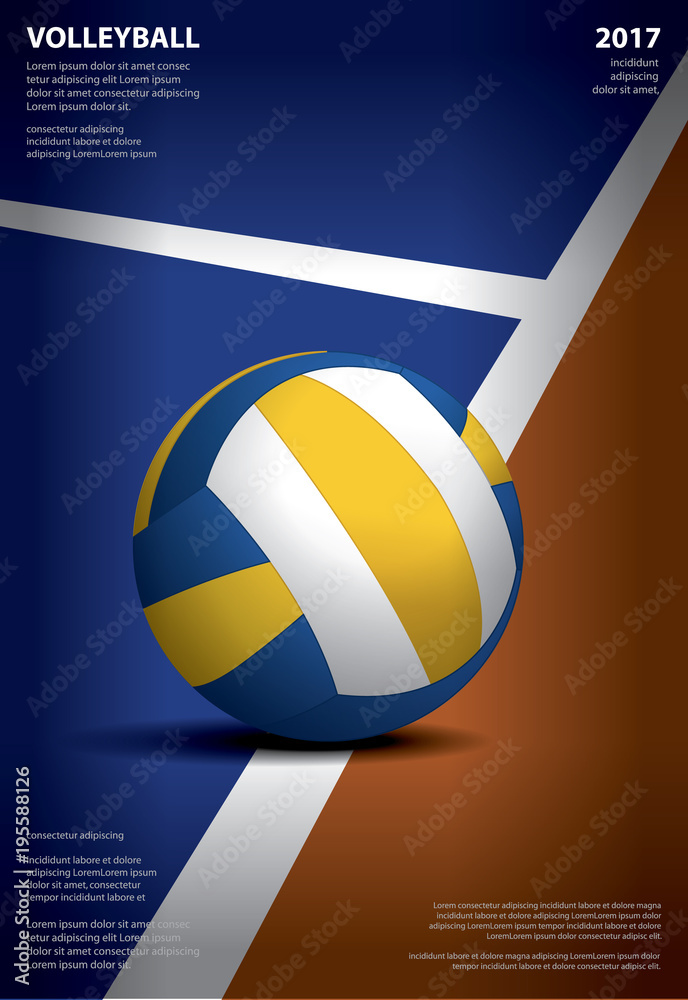 Volleyball Tournament Poster Template Design Vector Illustration Stock 