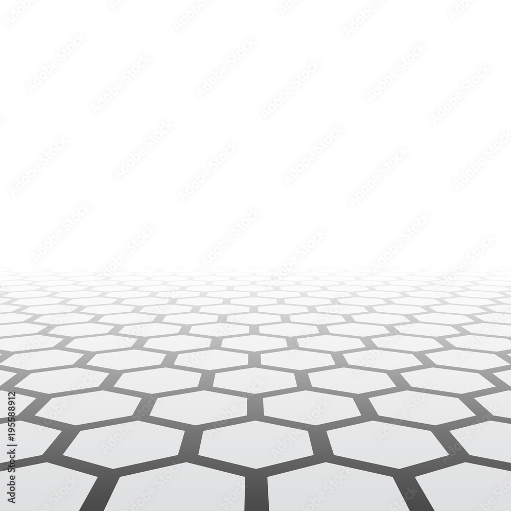 hexagonal tiles that makes a surface in perspective view Stock Vector ...