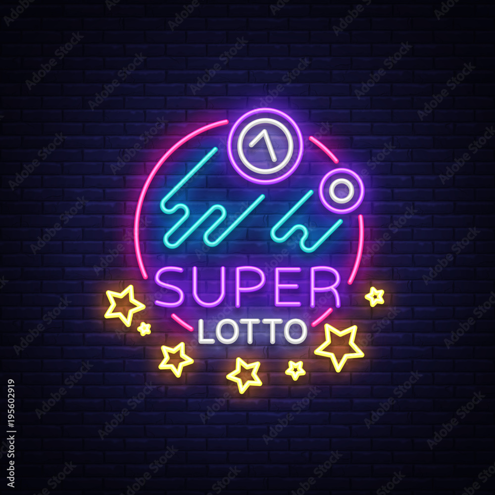 Super loto neon sign. Bingo lotto logo in a neon style, bright symbol ... Super loto neon sign. Bingo lotto logo in a neon style, bright symbol ...