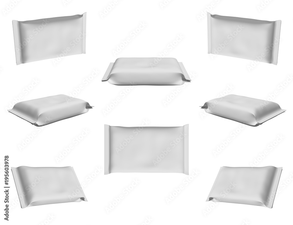 3D realistic render of wet wipes with shadow isolateted on white ...