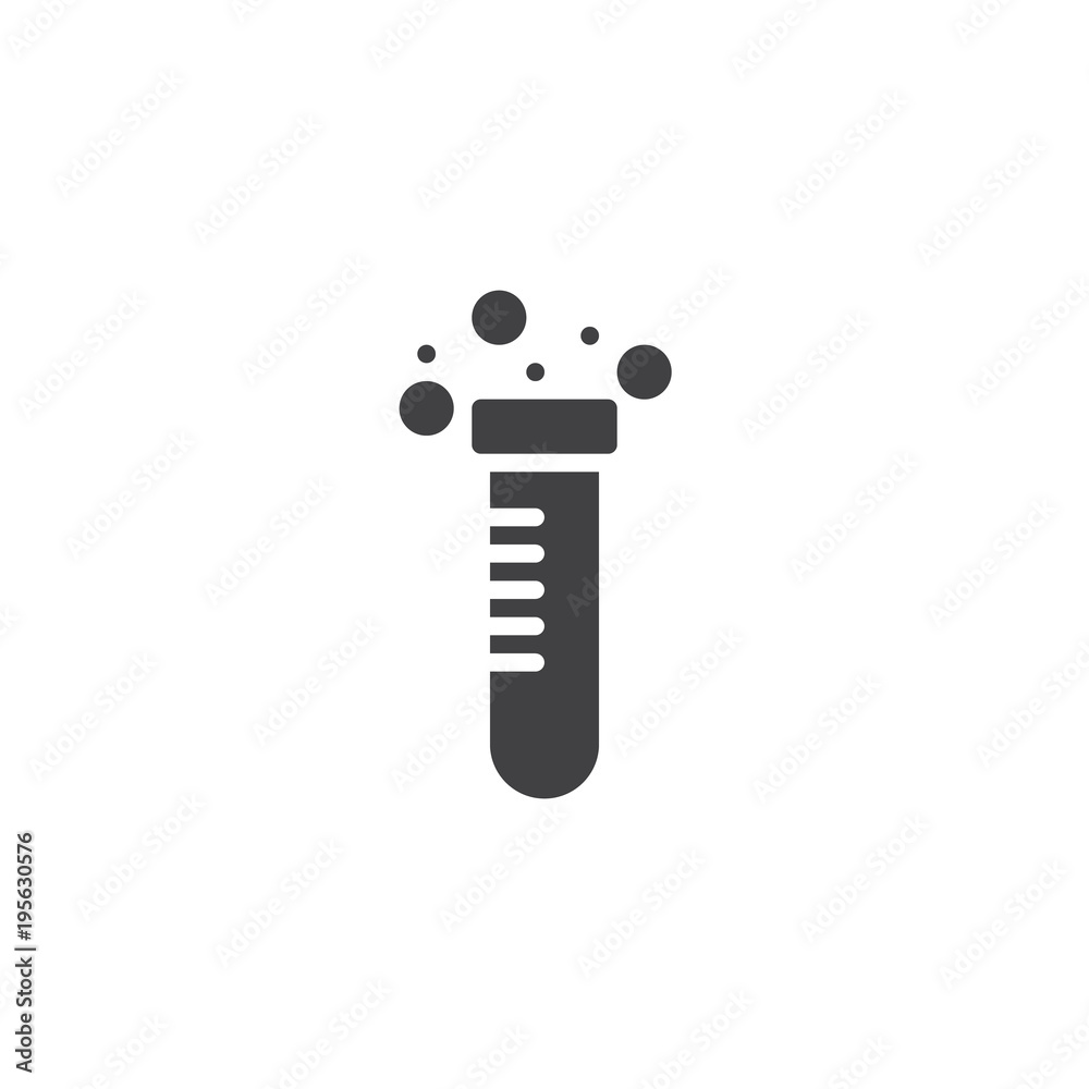 Test tube with chemical reaction vector icon. filled flat sign for ...