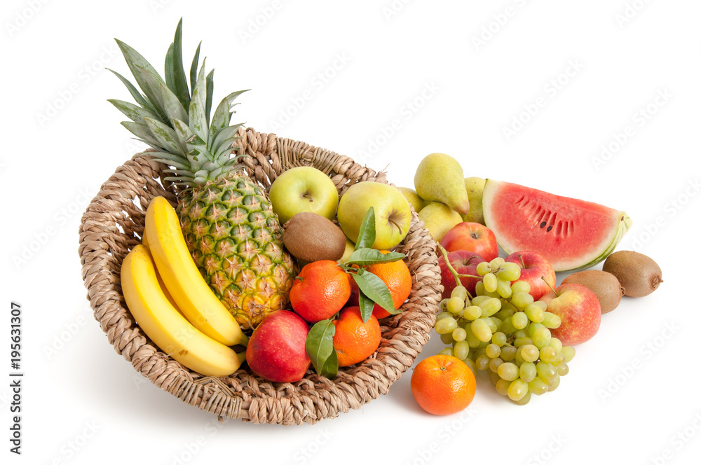 Bunte Mischung verschiedener Obstsorten Stock Photo | Adobe Stock