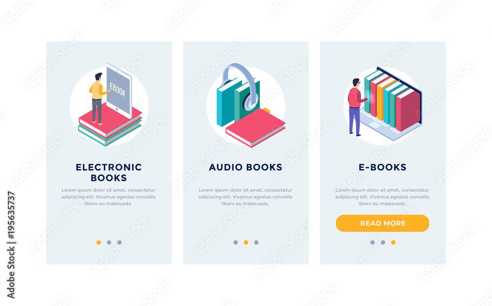 Modern interface for e-books. UI, UX and GUI Screens. Template for ...