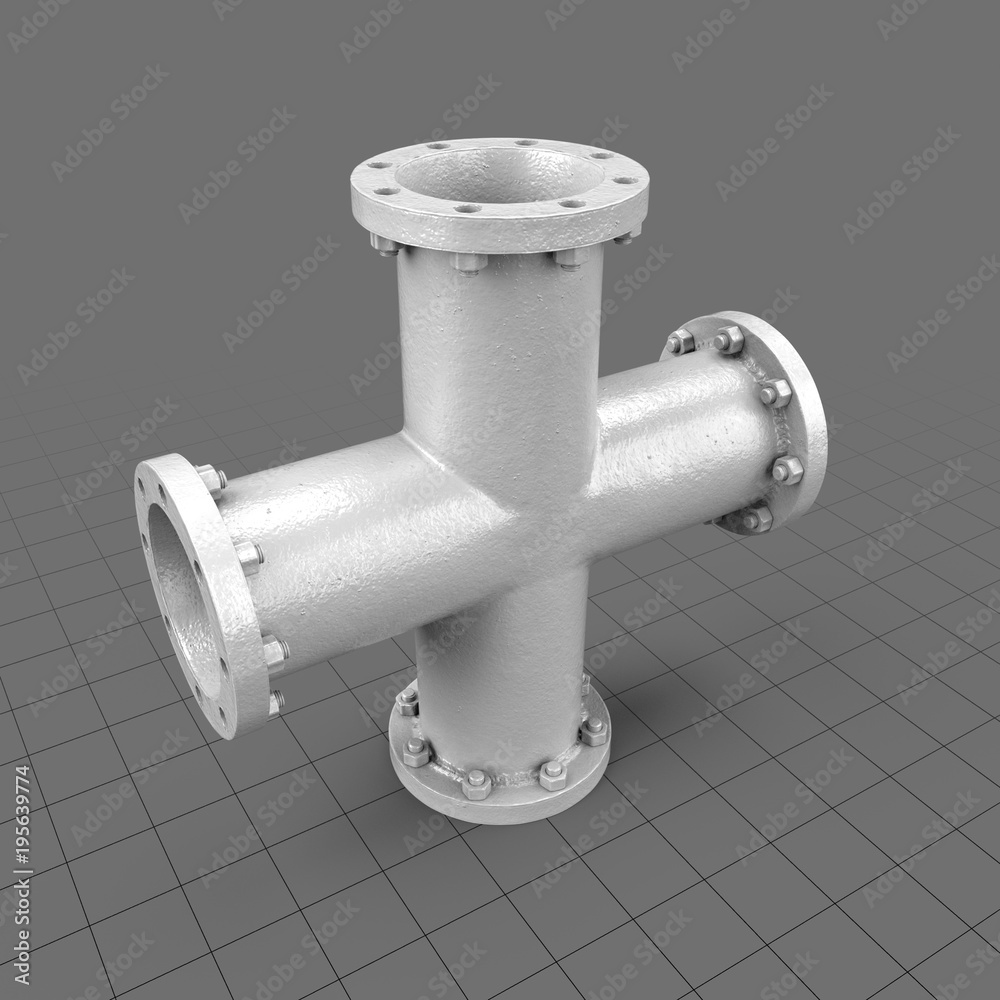 4-way industrial pipe Stock 3D asset | Adobe Stock