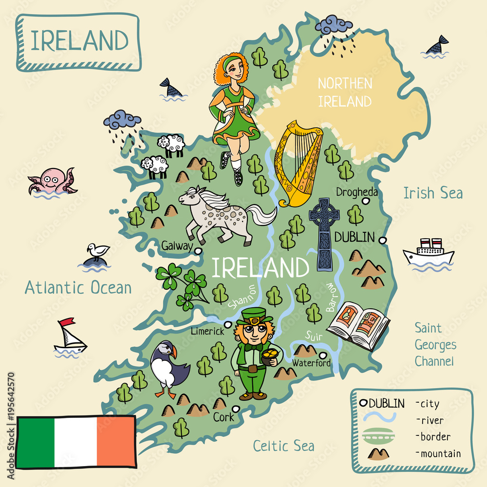 cartoon map of Ireland Stock Vector | Adobe Stock