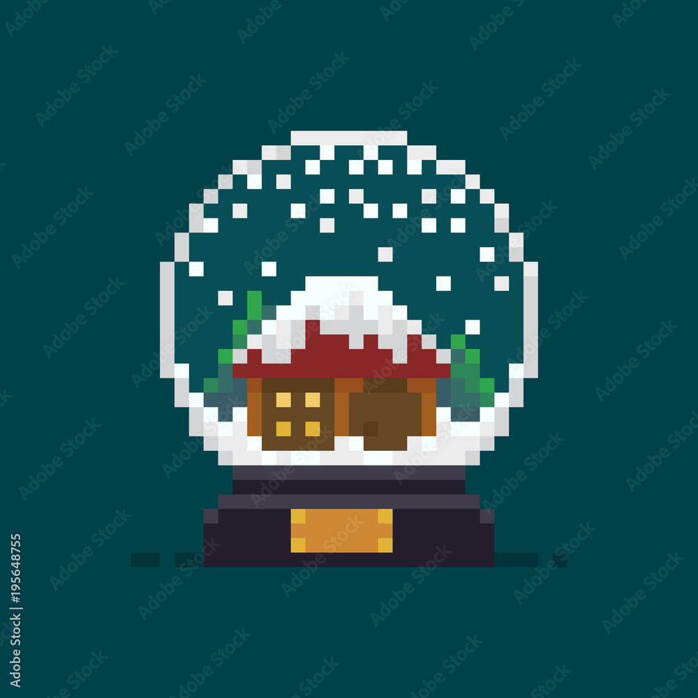 Pixel Art Snow Globe Stock Vector | Adobe Stock