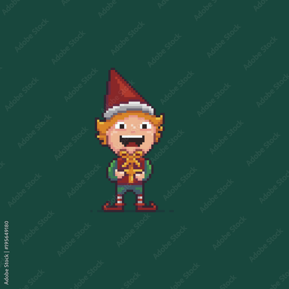 Pixel Art Elf Stock Vector | Adobe Stock
