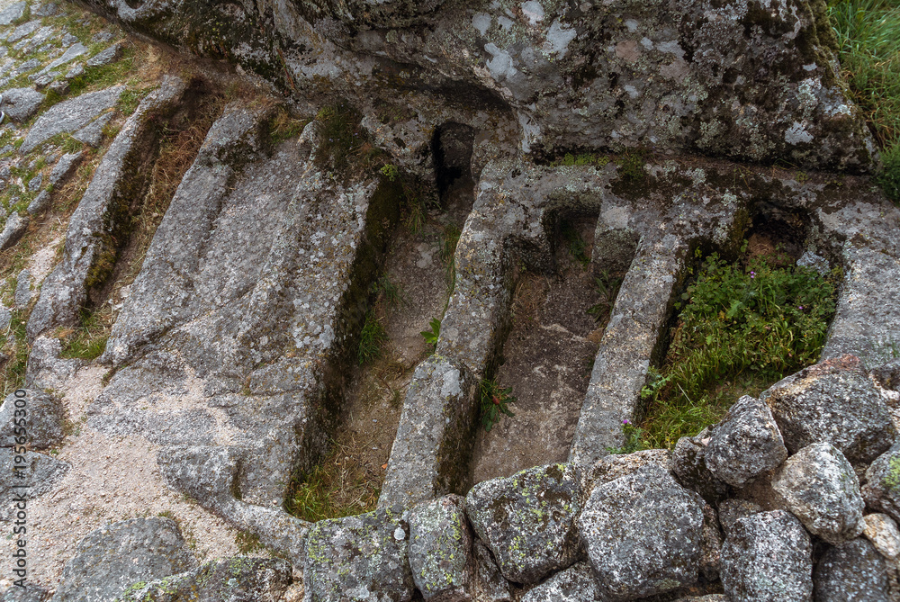 Human body shaped graves in stone Sepulturas Anthropomorphic Monsanto ...