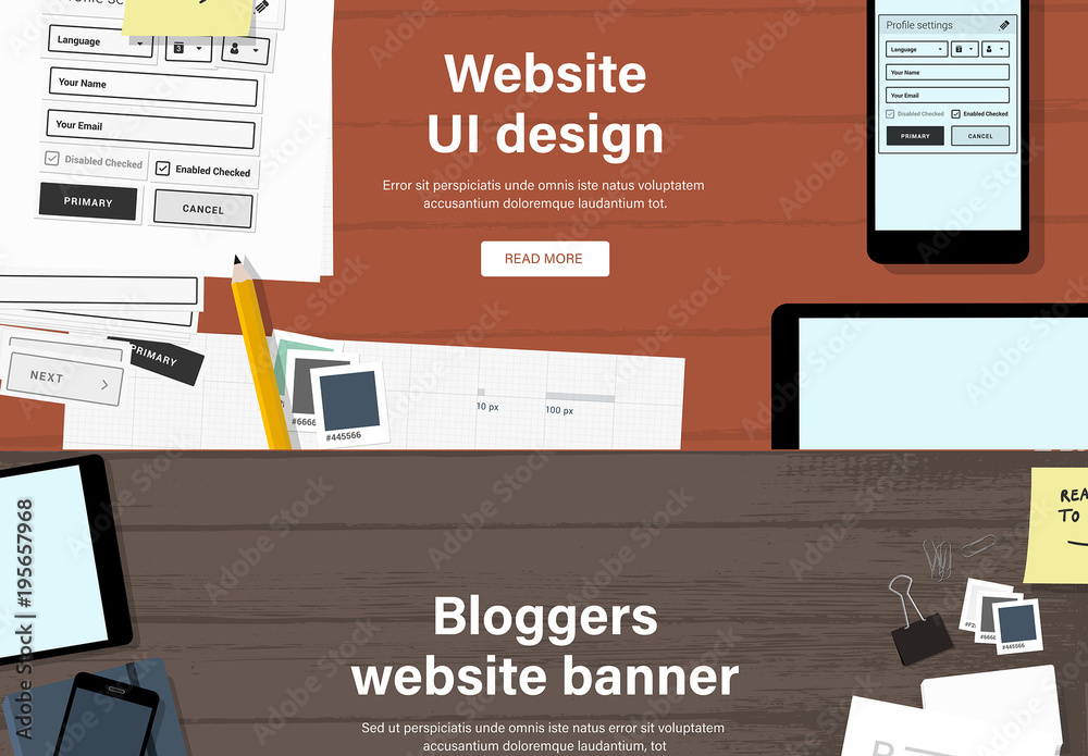 2 Illustrated Banner Layouts Set 1 Stock Template | Adobe Stock