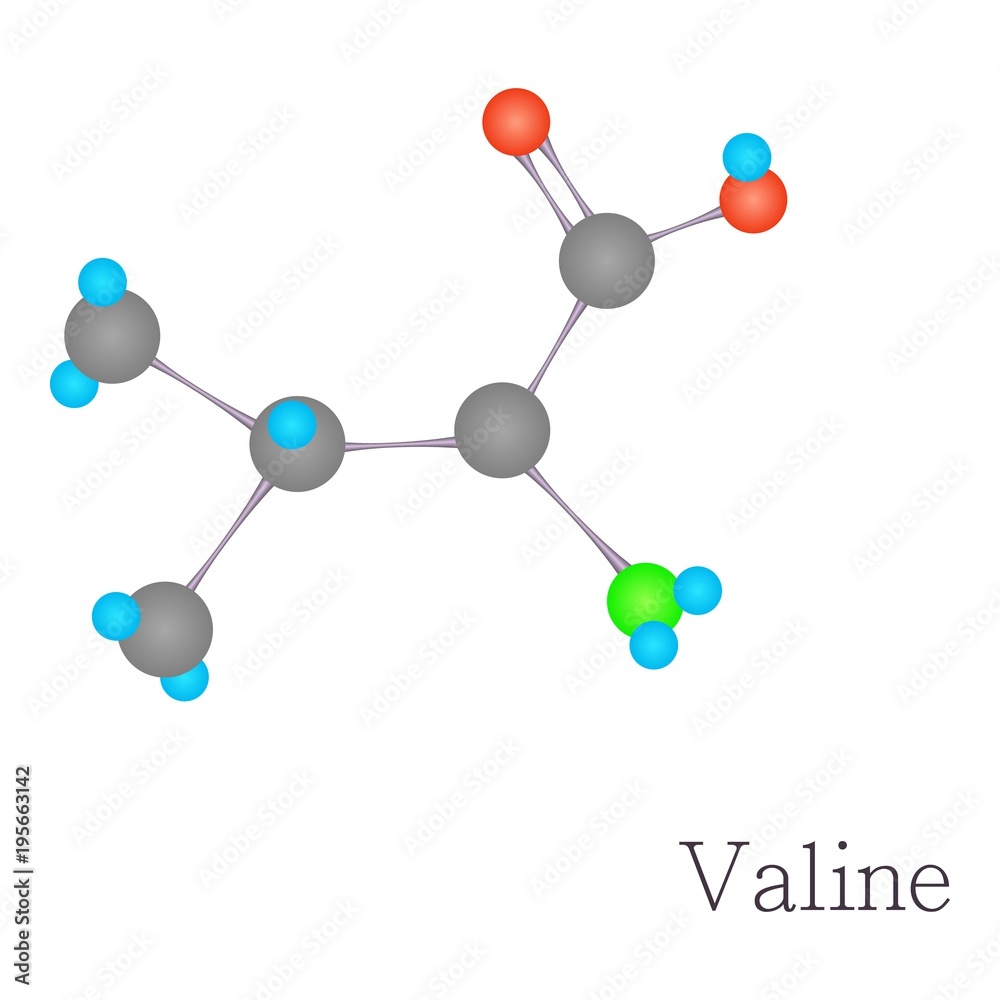 Valine 3D molecule chemical science, cartoon style Stock Vector | Adobe ...