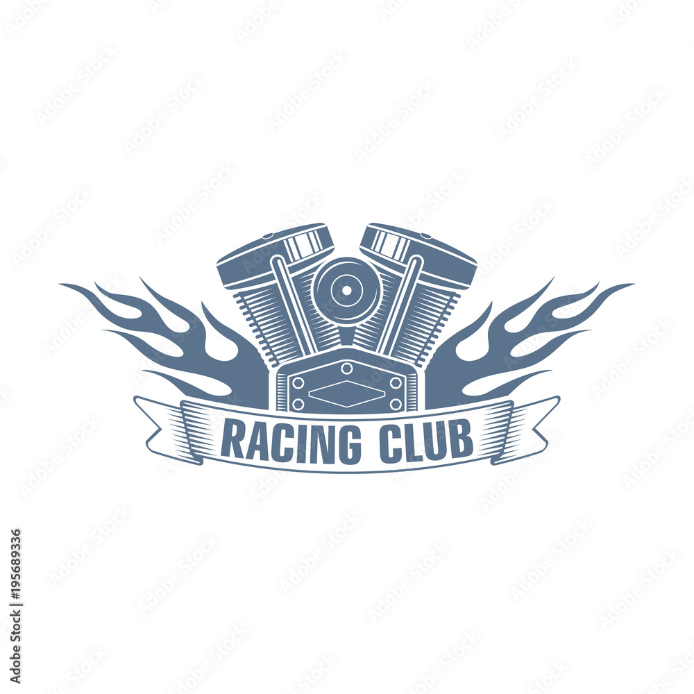 monochrome vector bikers racing club logo; motorcycle club badge with a ...