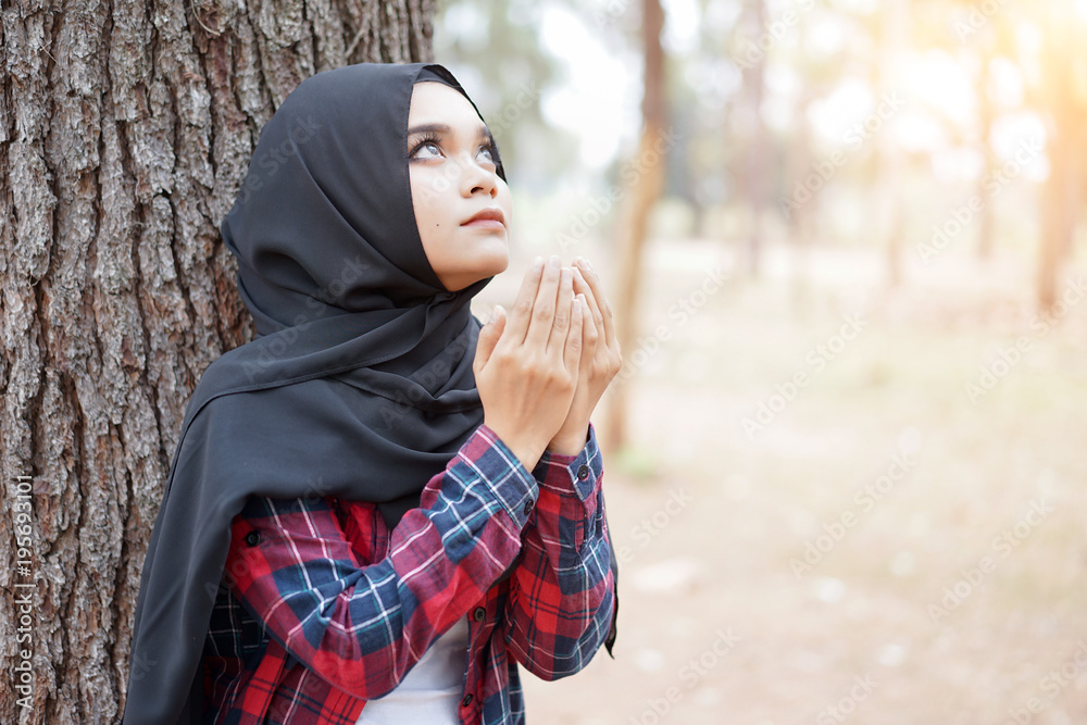 Beautiful Young Muslim Girl Duaa Praying for God, Duaa Concept.Eid al ...
